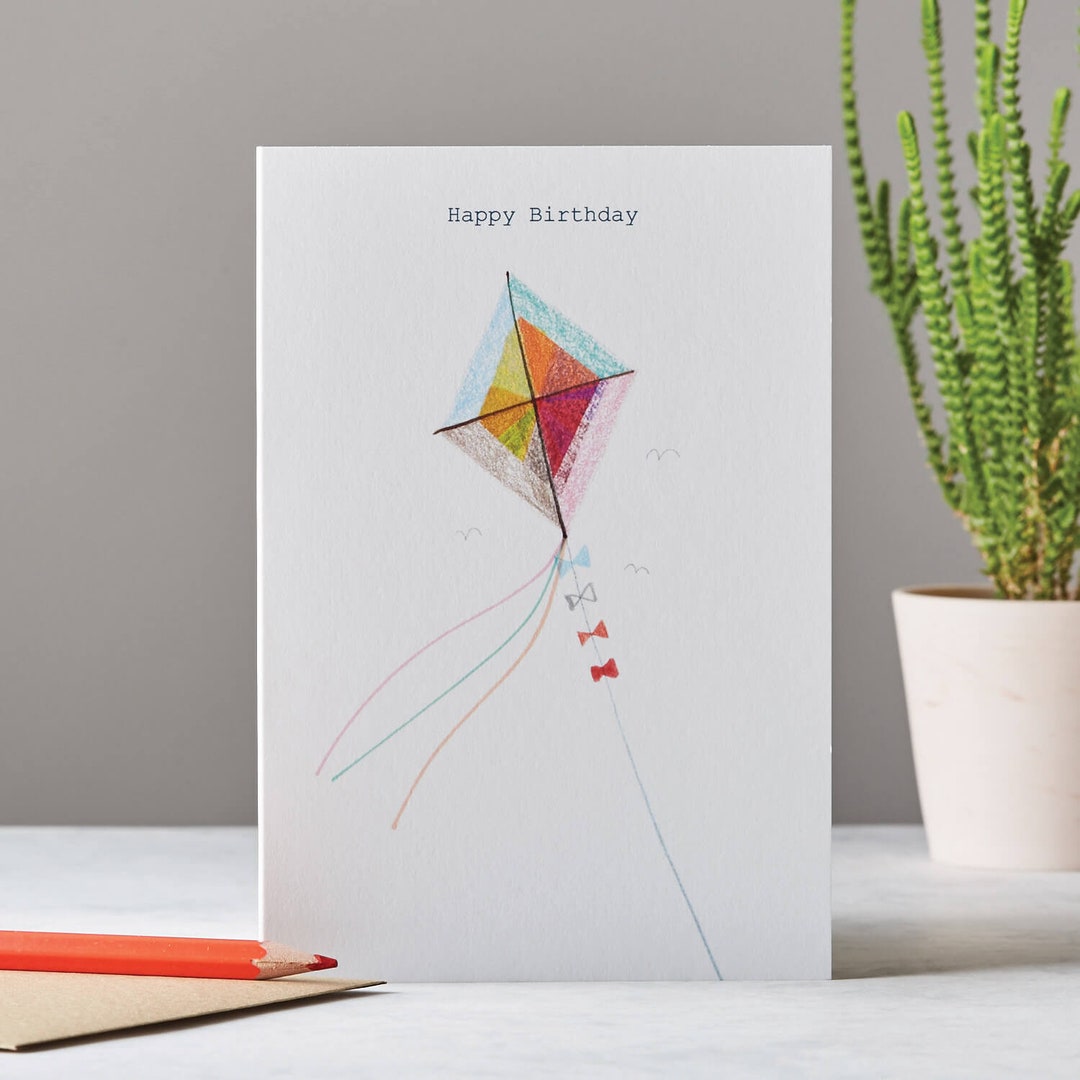 Happy Birthday Card, Colourful Kite Card, LT023 - Etsy