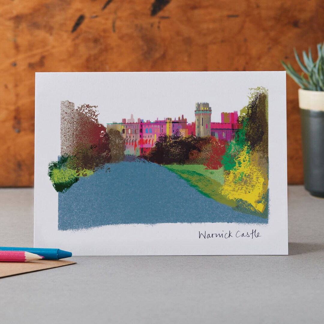 Warwick Castle Card, Medieval Architecture, Warwickshire Landmark ...
