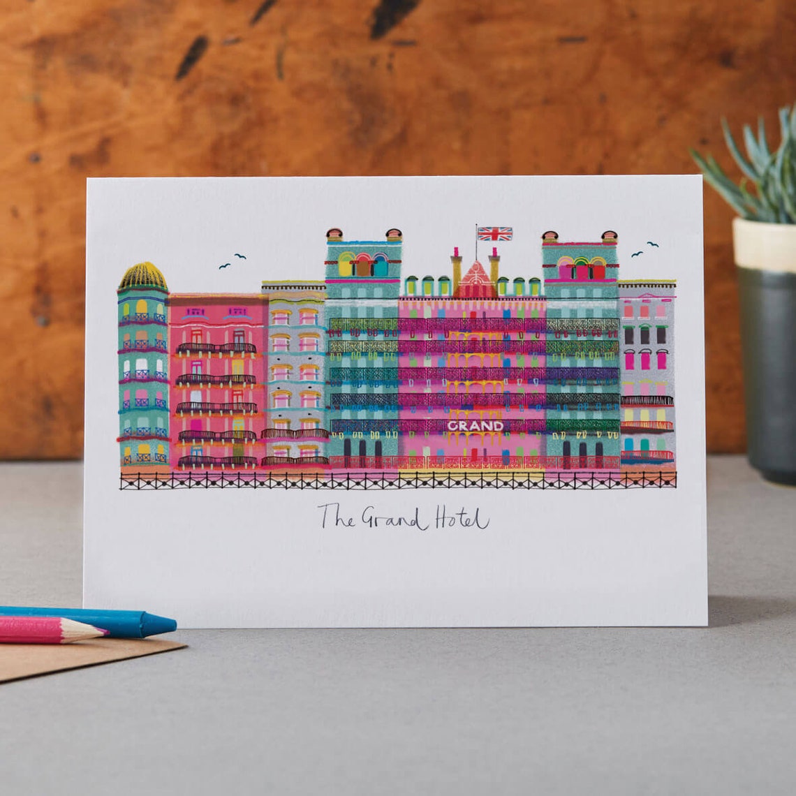 The Grand Brighton Card Historic Hotel Recency Architecture - Etsy