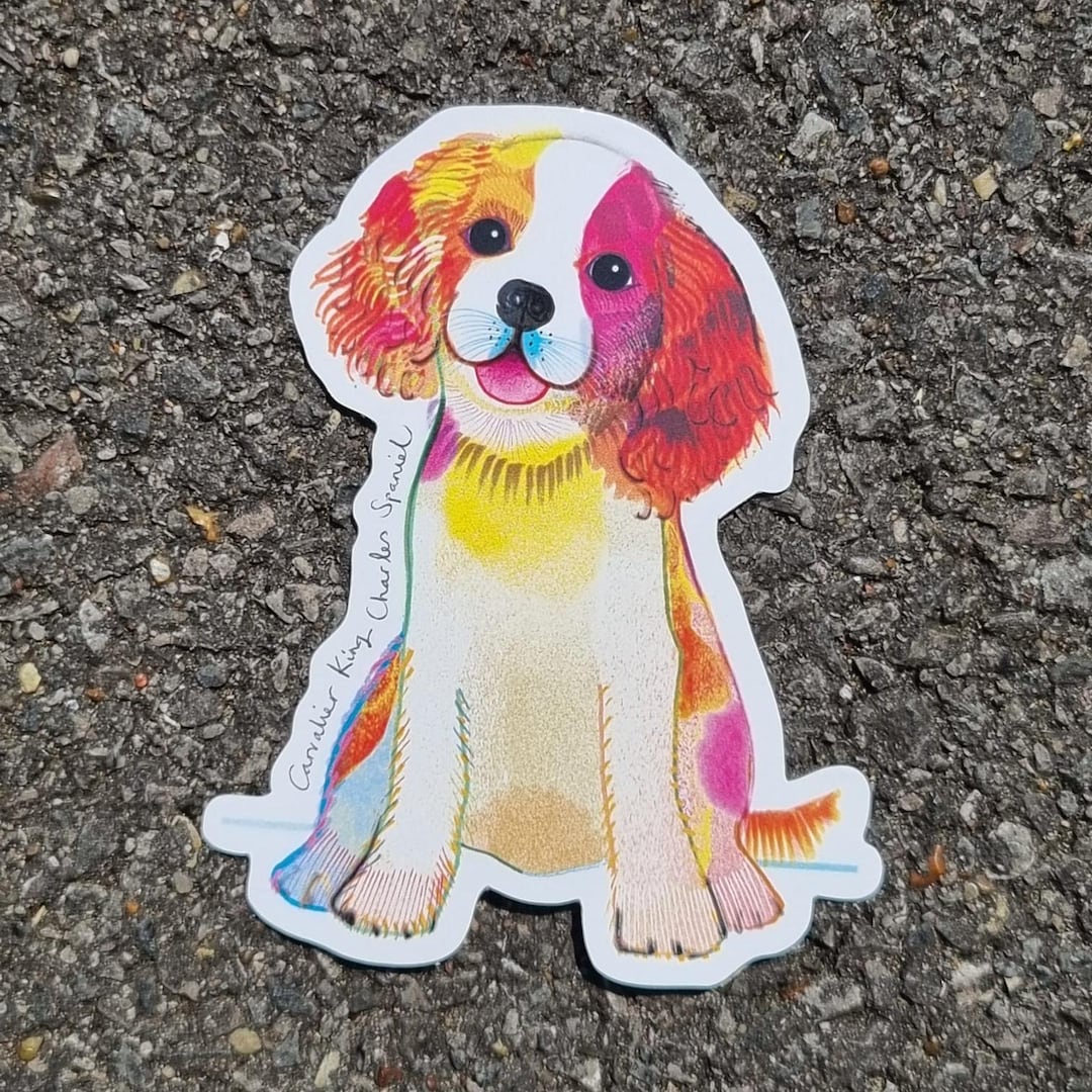 Cavaliar King Charles Spaniel Dog Sticker, I DREW DOGS, Dog Sticker ...