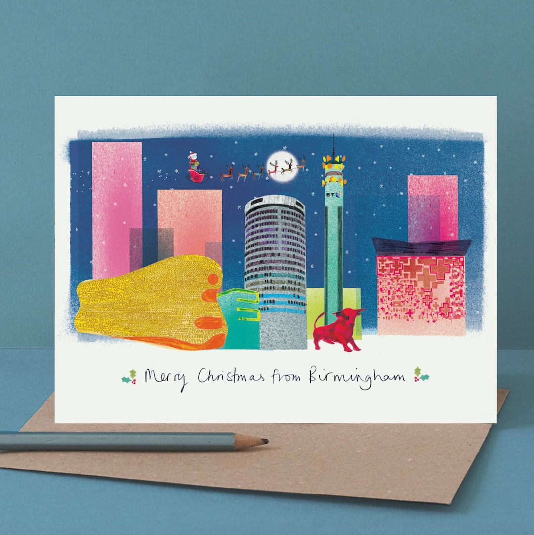 Birmingham Skyline Christmas Card, Brummie Greeting Card, City ...