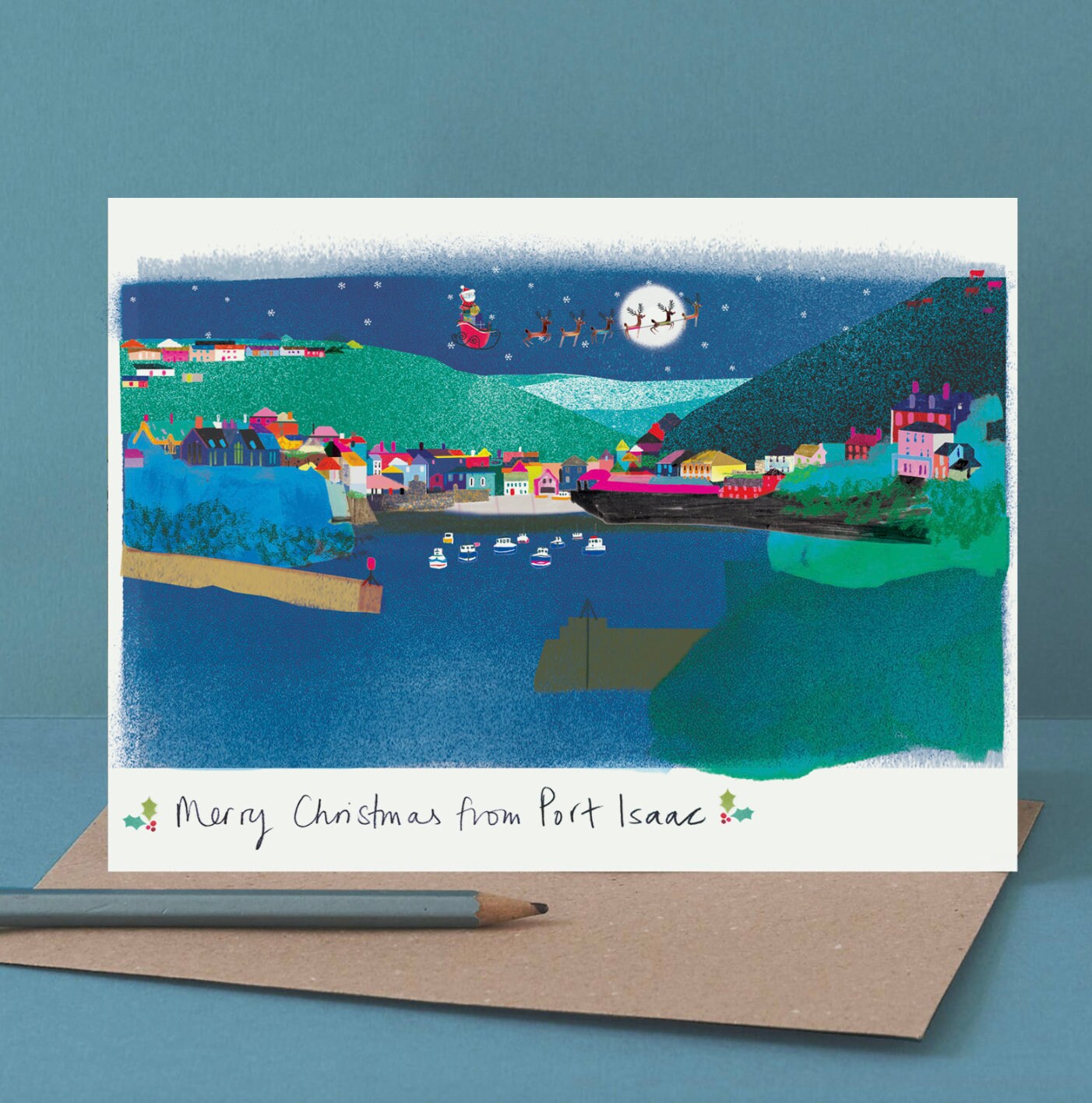 Port Isaac Christmas Card, Cornwall Illustration, West Country, LM146 ...