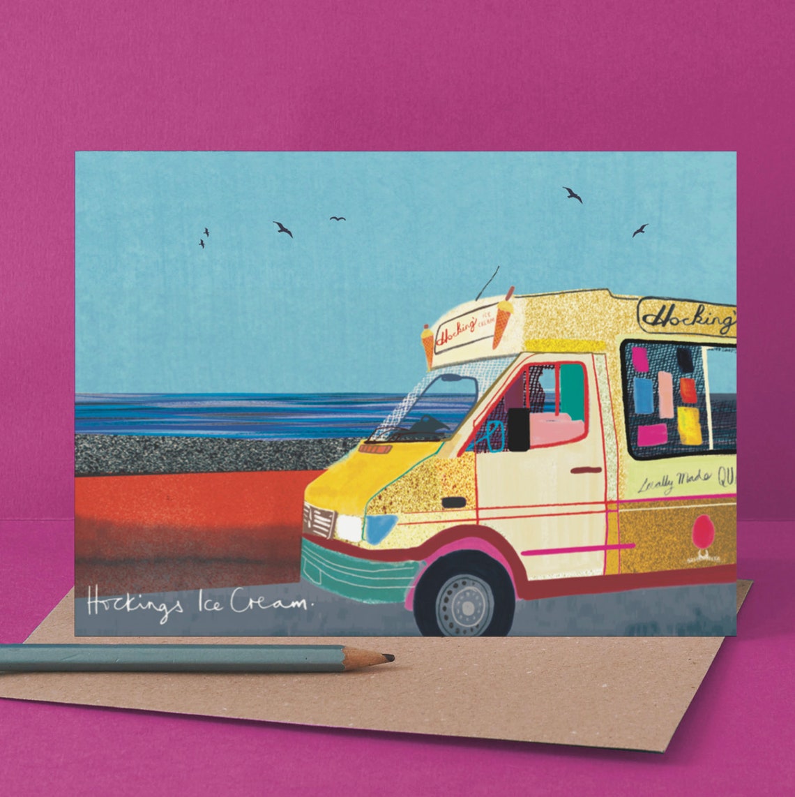 Ice Cream Van Card Costal Seaside Art LM171 - Etsy