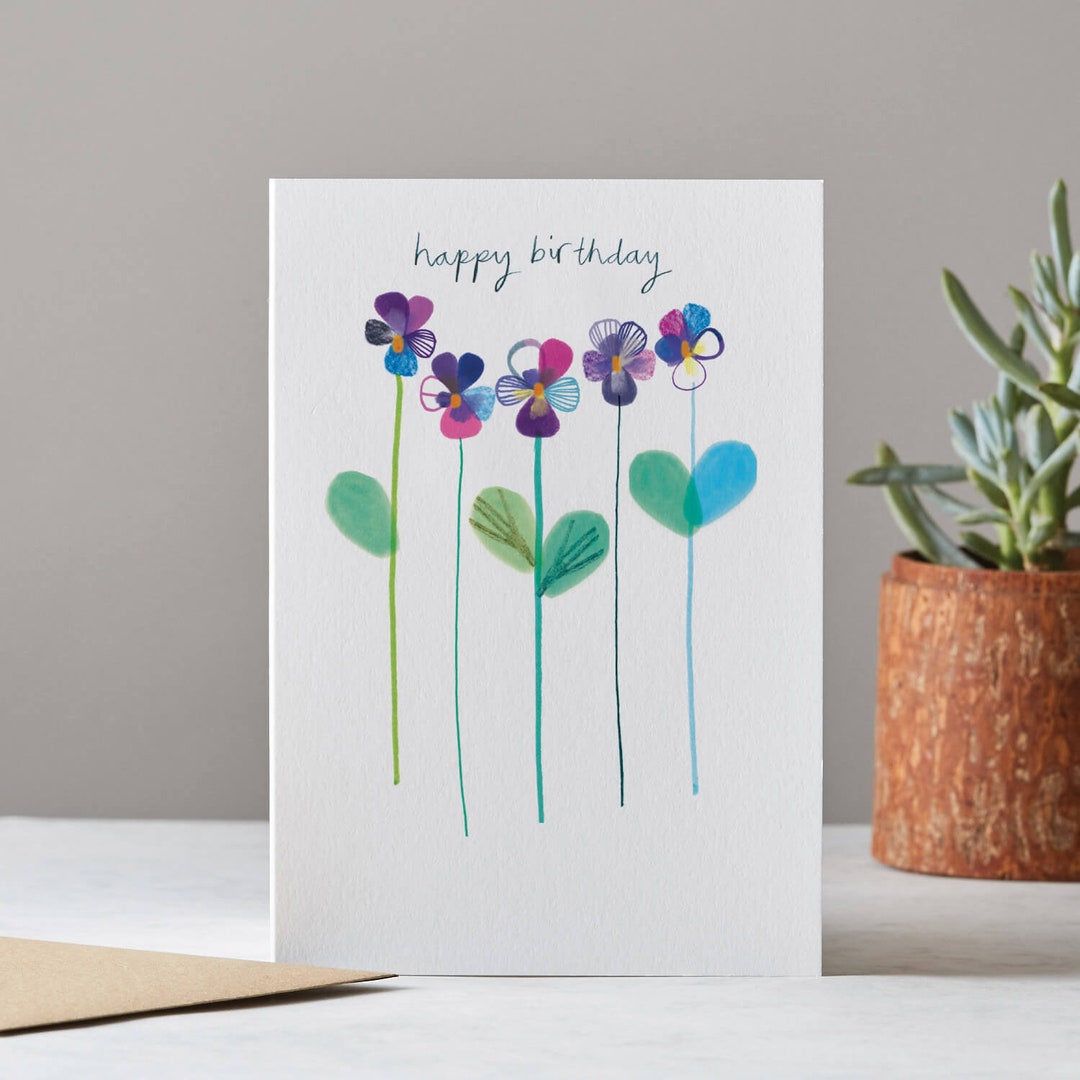 Floral Birthday Card, Violet Flowers, Card for Her, LT062 - Etsy