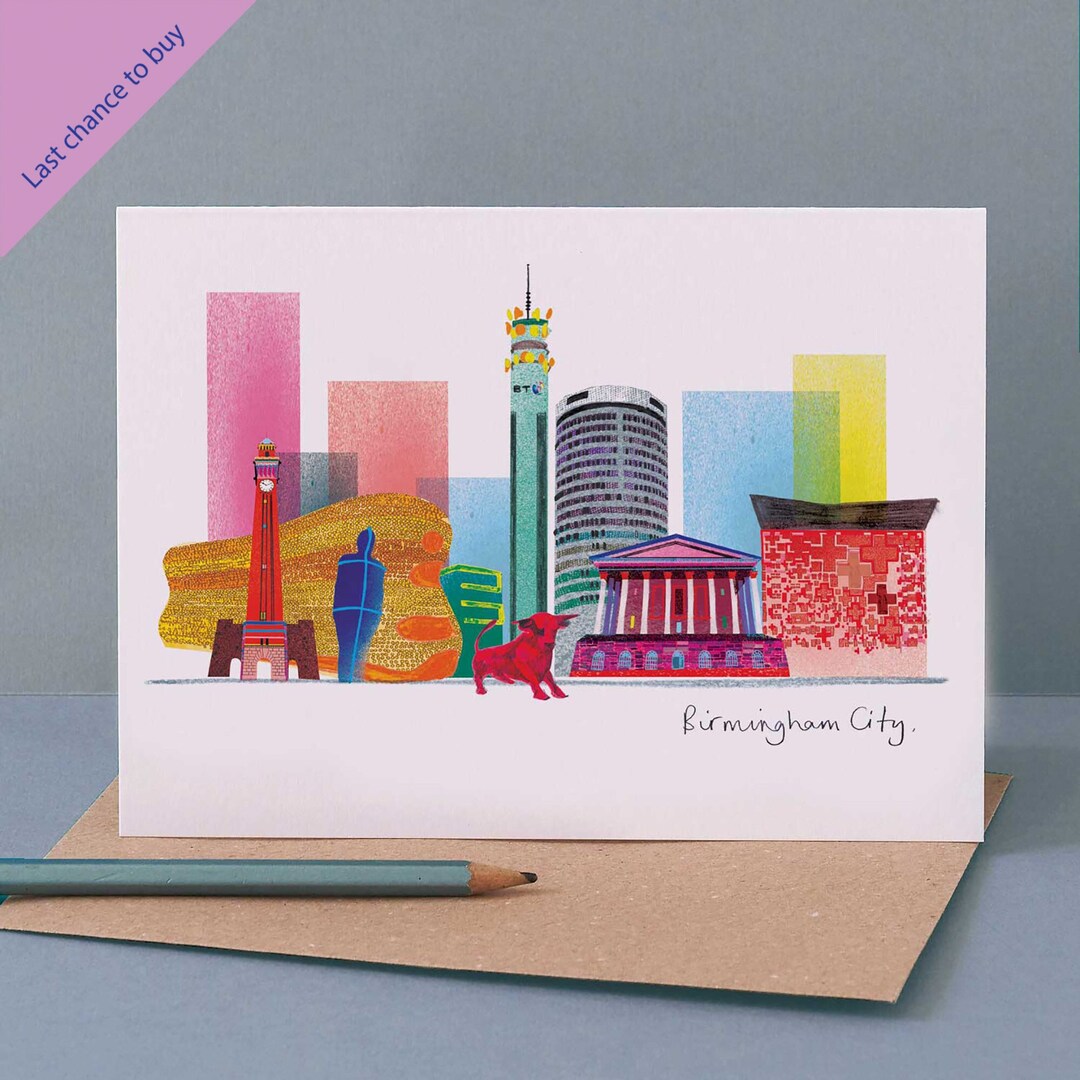Birmingham Skyline Card, Brummie Greeting Card, City Architecture ...