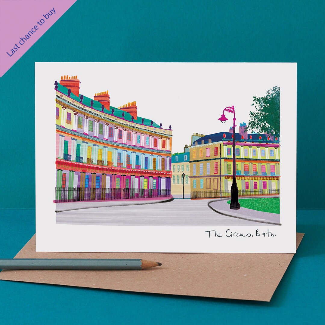The Circus left, Bath Greeting Card Colourful Landmark Art - Etsy