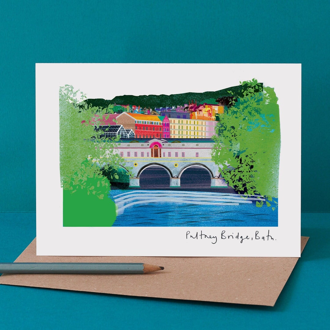 The Pulteney Bridge, Bath - Greeting Card - Colourful Landmark Art - Etsy
