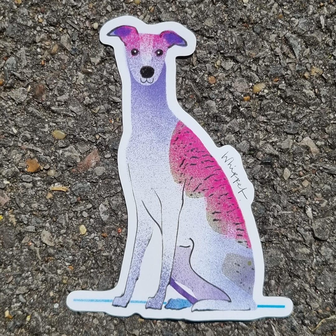 Whippet Dog Sticker, I DREW DOGS, Dog Sticker, Dog Gift, Laptop Sticker ...