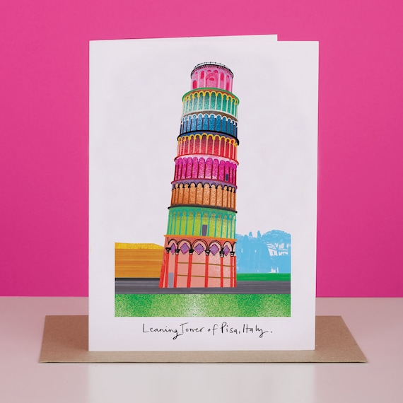 Leaning Tower of Pisa Card Italy Landmark LM206 | Etsy