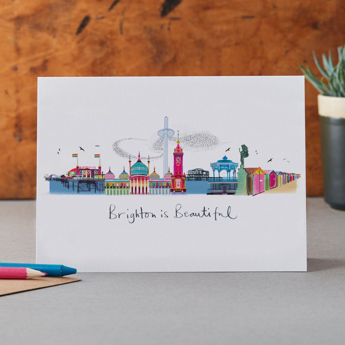 Brighton is Beautiful Card, Rainbow Brighton, Brighton Skyline, LM095 ...
