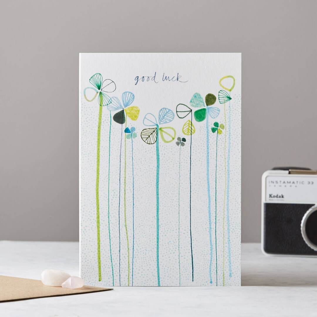 Good Luck Card, Four Leaf Clover Card, LT043 - Etsy