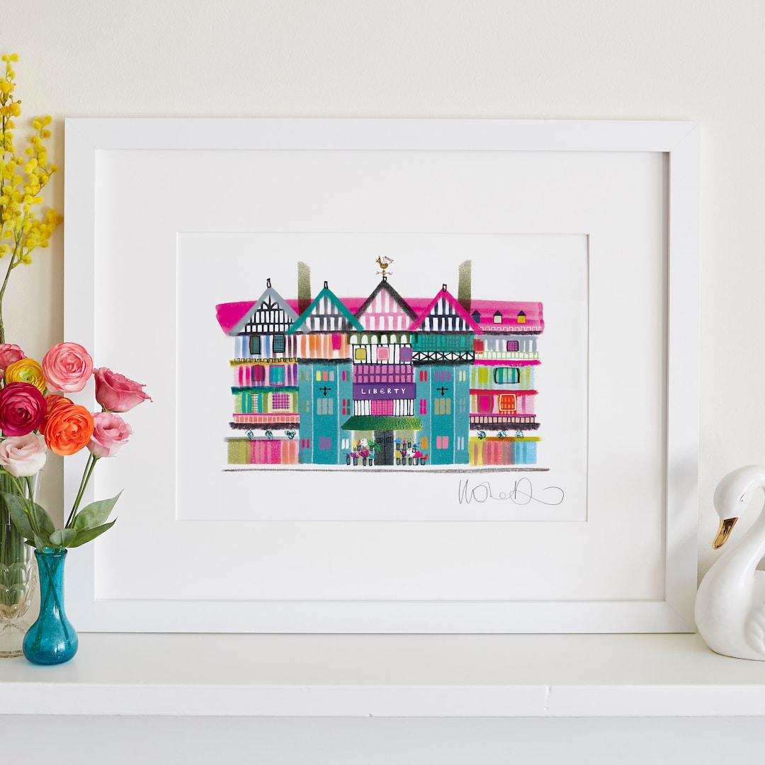 Liberty of London Art, Colourful Liberty's Print, London Illustration ...