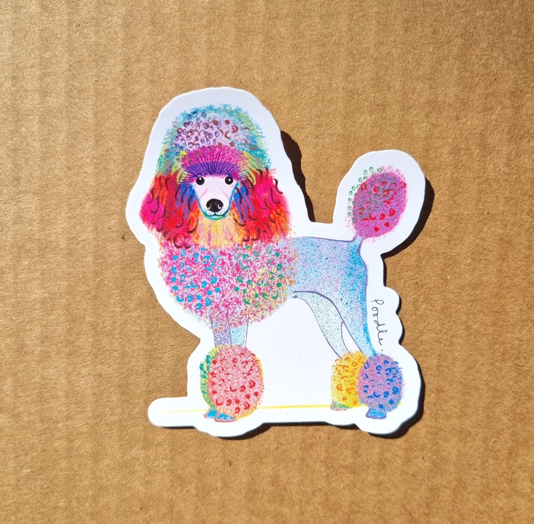Poodle Dog Sticker, I DREW DOGS, Dog Sticker, Dog Gift, Laptop Sticker ...
