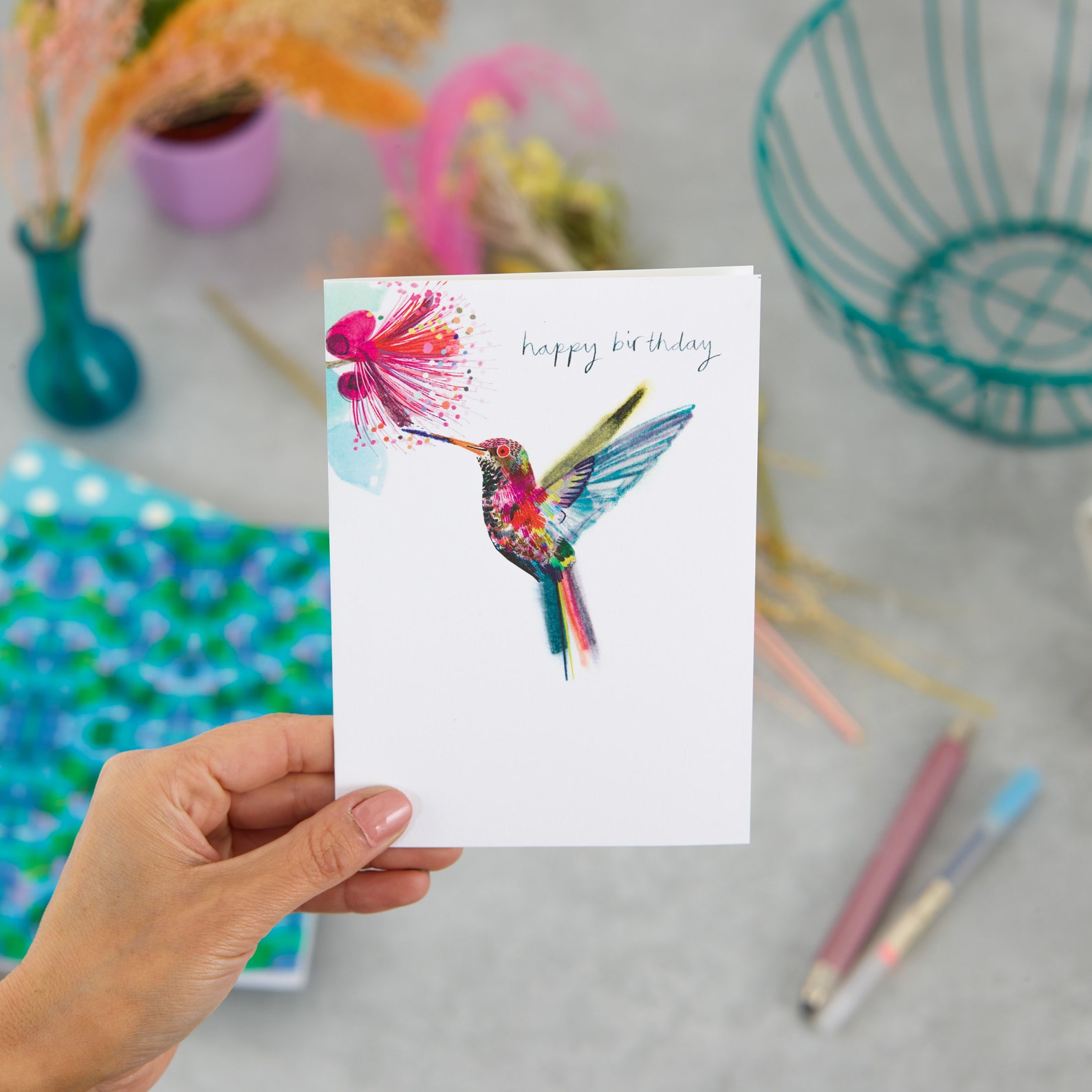 Tarjeta de feliz cumpleaños tarjeta de colibrí tarjeta para - Etsy México