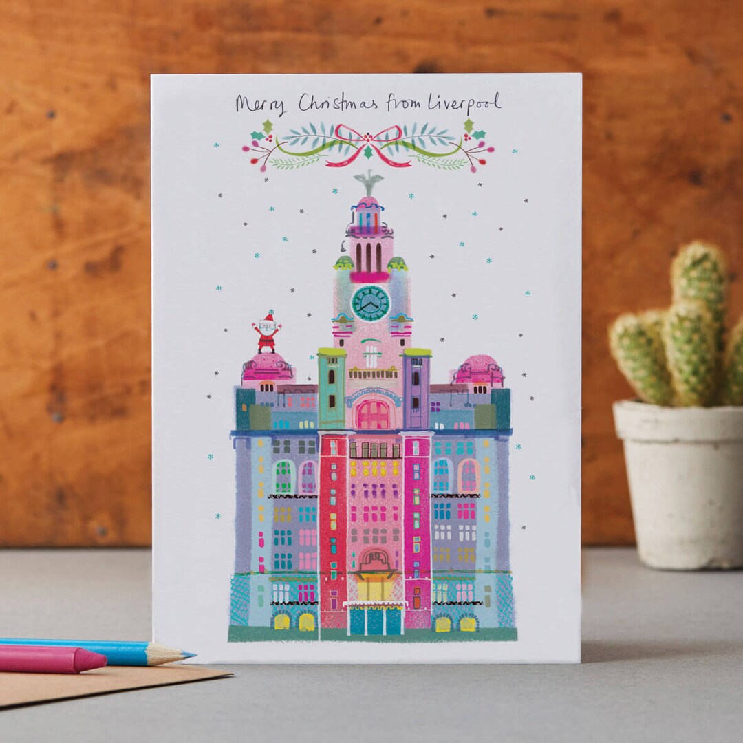 Liver Building Card, Christmas Card, Liverpool Landmark, Winter Scenery ...