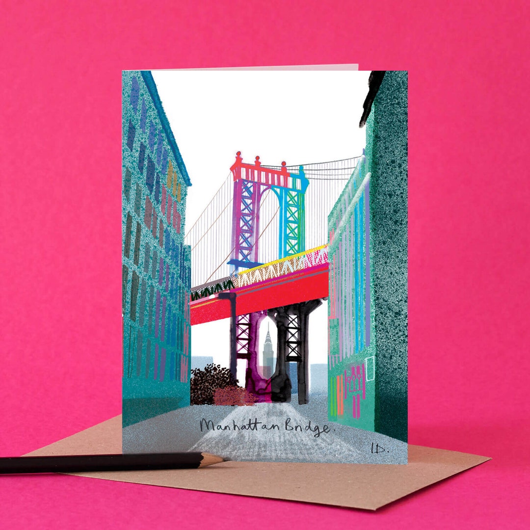 New York Card, Manhattan Bridge, American Architecture, LM122 - Etsy