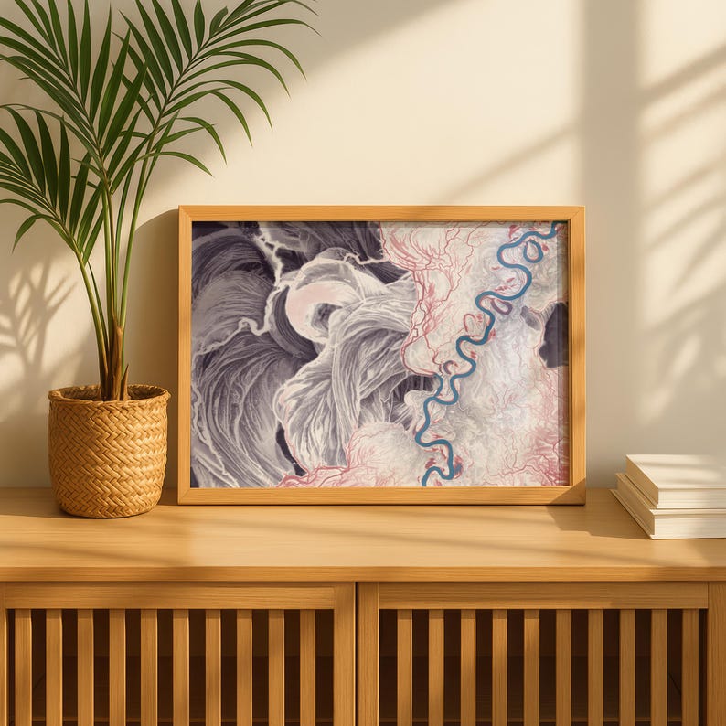 River Meander Map Abstract Natural Wall Art - Neches River, Texas ...