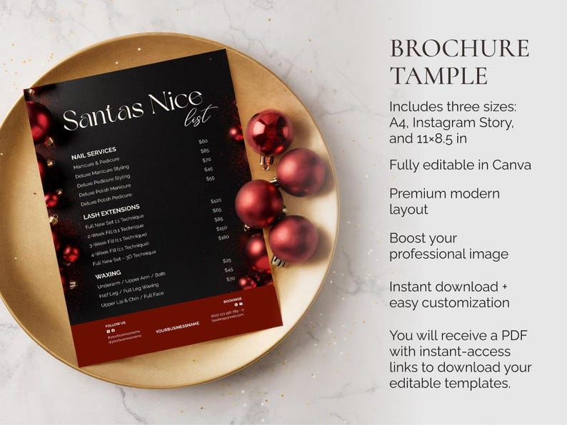 Christmas Price List Template | Template for Beauty Salons | Editable ...