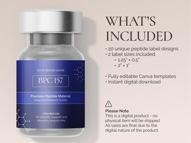Editable Peptide Label Template | Research Brands, Canva (instant ...