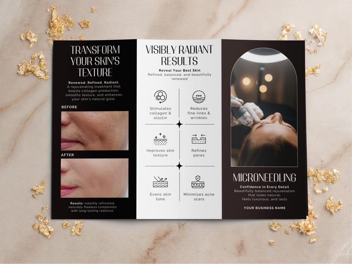 Microneedling Trifold Brochure Template | Editable Spa Treatment ...