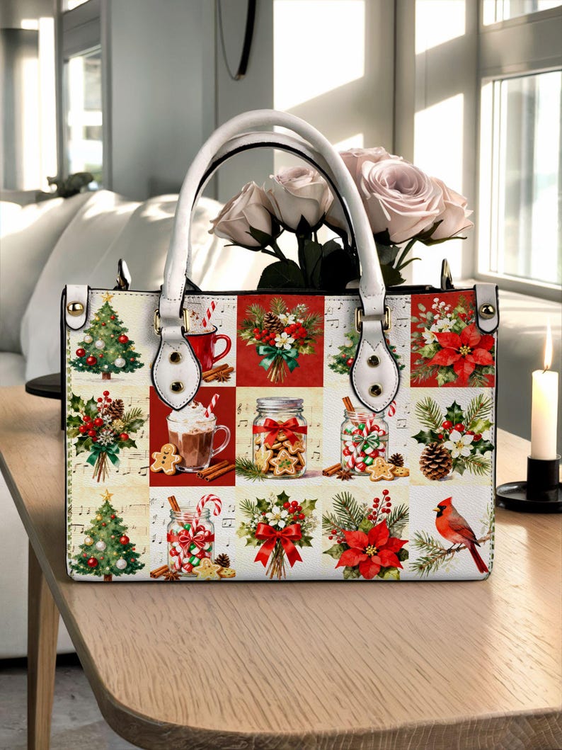 Christmas Santa Claus Personalized Leather Handbag, Christmas Santa ...