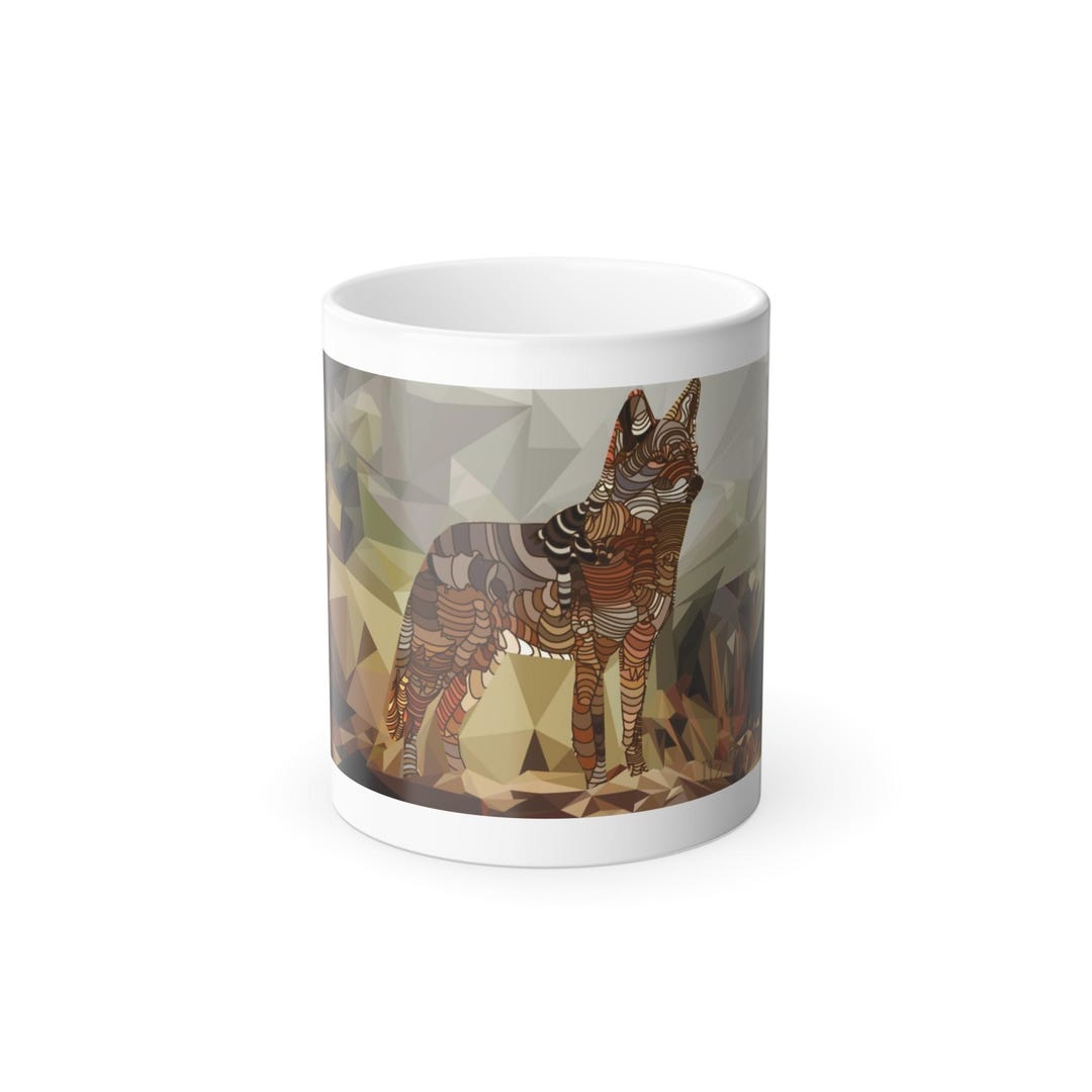 Geometric Tribal Coyote, Original Art Color Morphing Mug | 11oz - Etsy