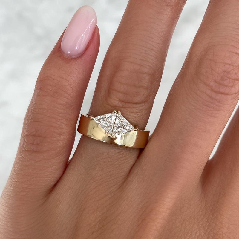 Wide Trilliant Ring - Etsy UK