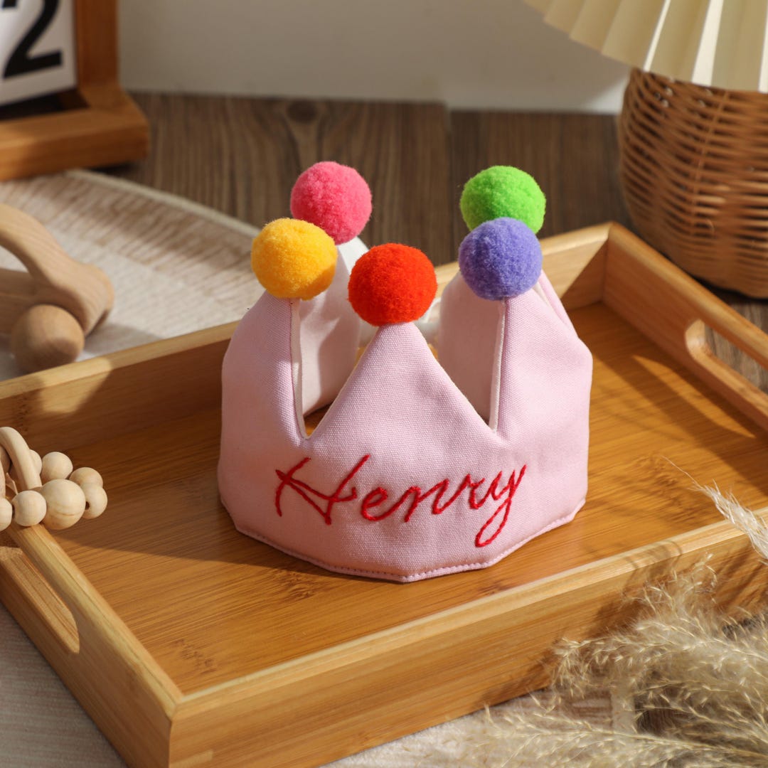 Personalized Birthday Crown With Name – Embroidered Kids Party Hat ...
