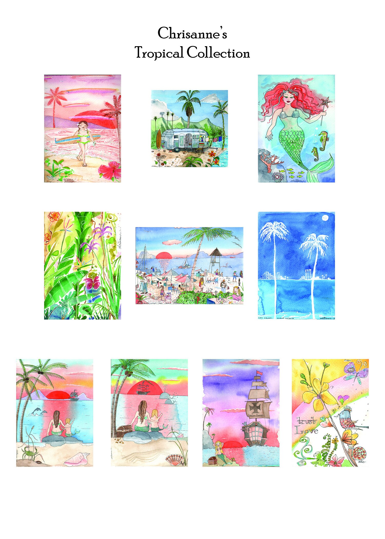 Chrisanne's Tropical Collection Box of 10 Cards - Etsy