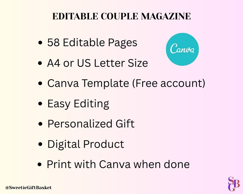 Canva Couple Magazine Template, Custom Anniversary Gift for Boyfriend ...