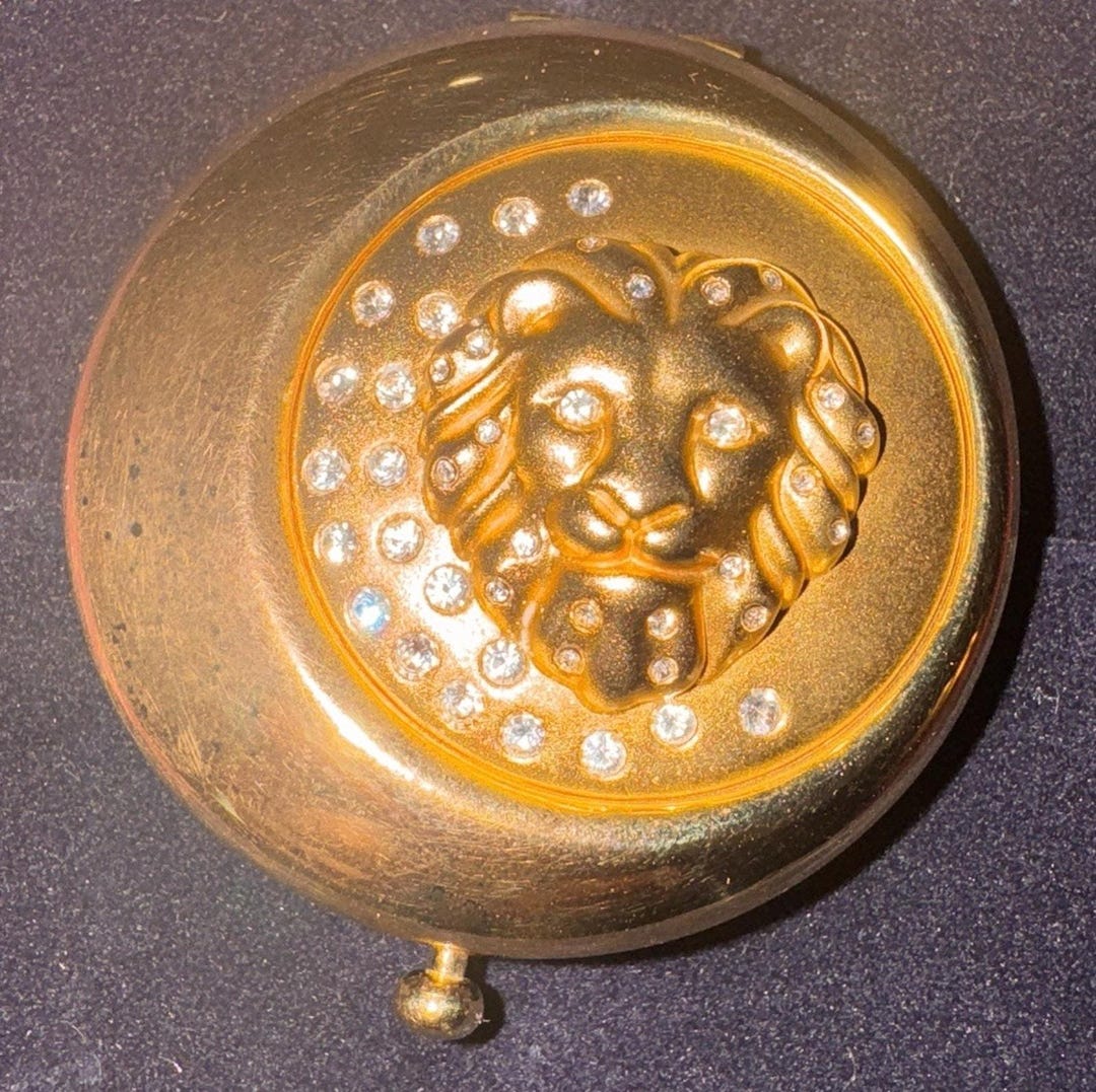 Estee Lauder LEO Lion Lucidity Goldtone Powder Compact W/velvet Bag ...
