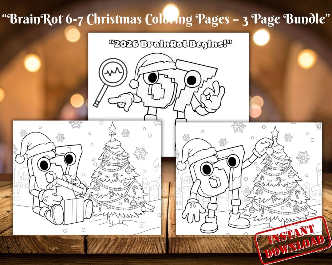 Brainrot 6–7 Meme Coloring & Activity Pack | Funny Christmas Printable ...