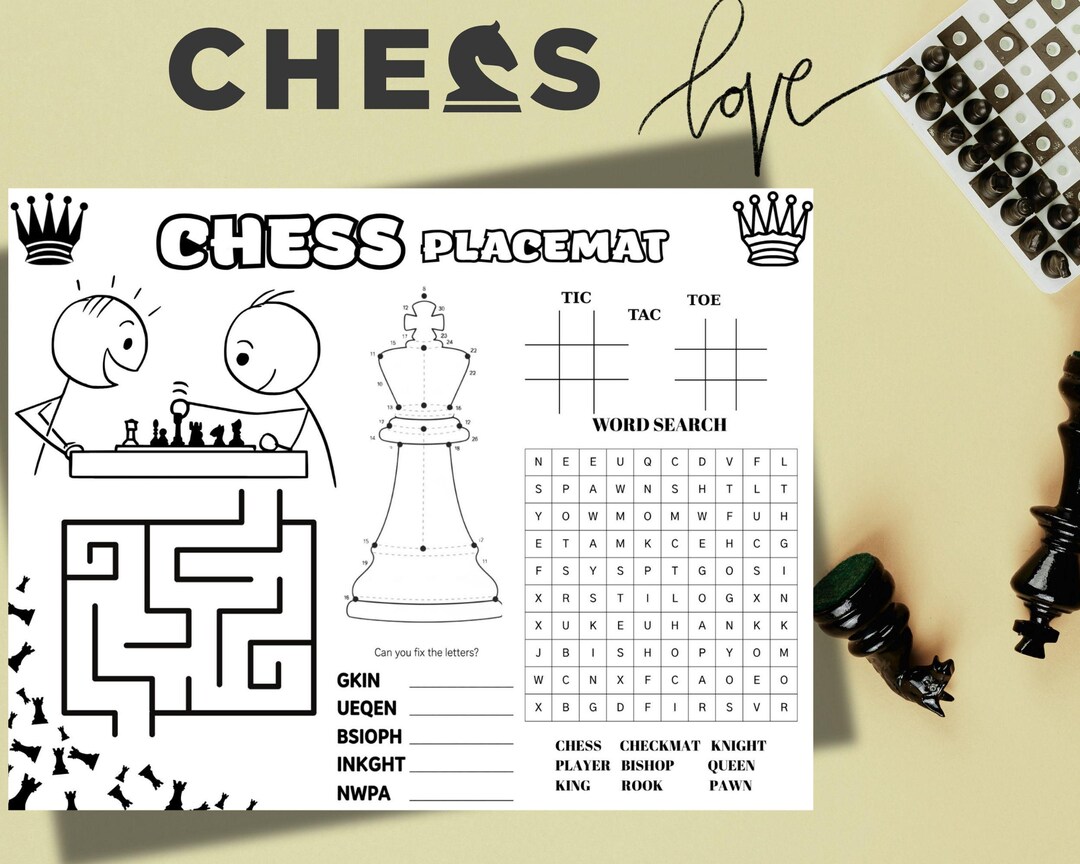 Chess Activity Placemat , Printable Chess Game & Kids Learning Board - Etsy