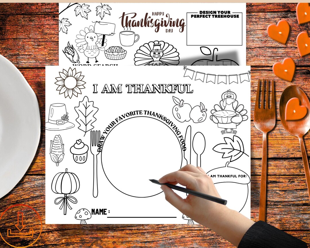 Thanksgiving Activity Placemat Printable , Fall Coloring Page ...