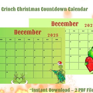 Grinch Christmas Countdown Calendar 2025 for Kids & Parents – Family ...