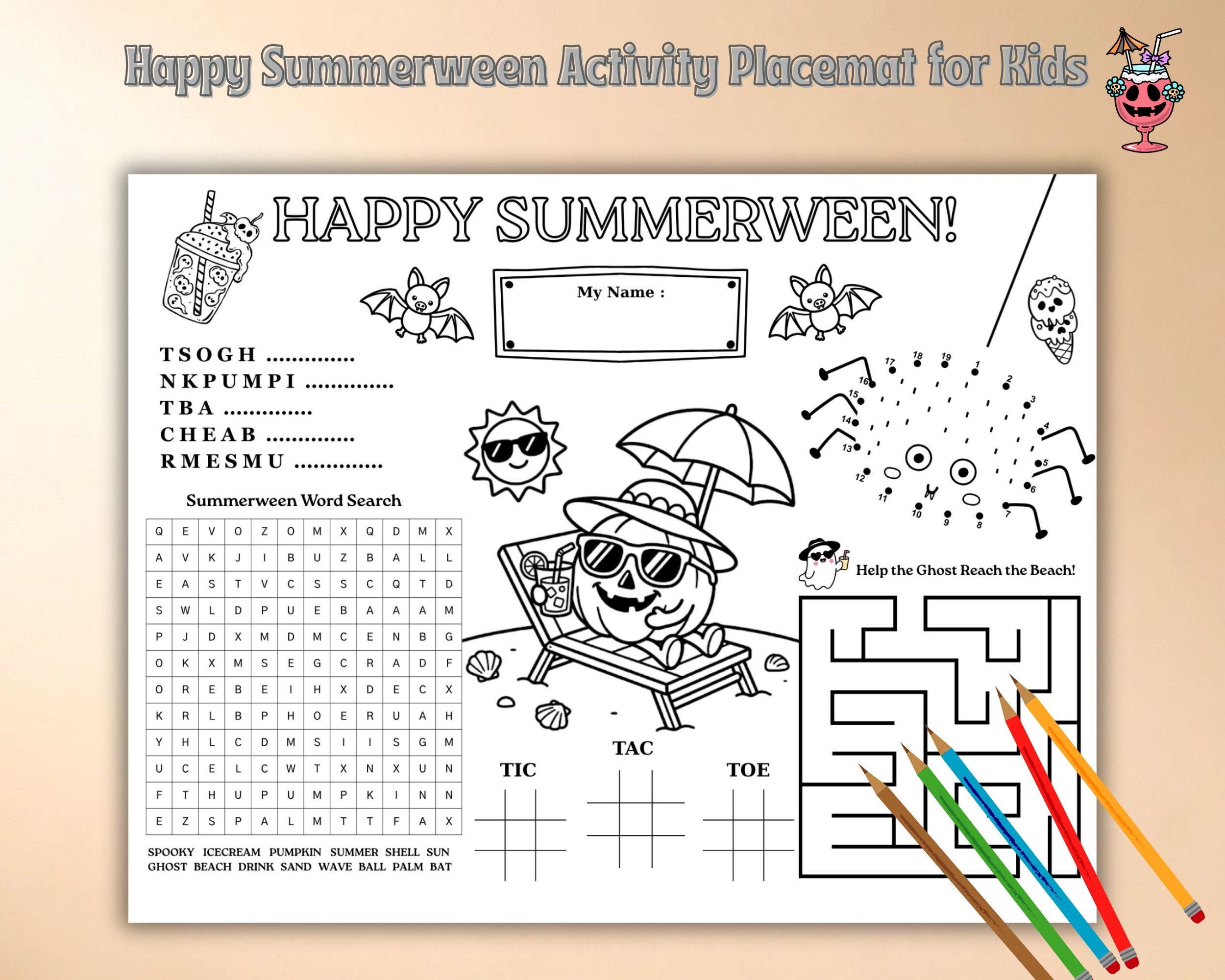 Summerween Activity Pack for Kids, I Spy Game, Coloring Page, Activity ...