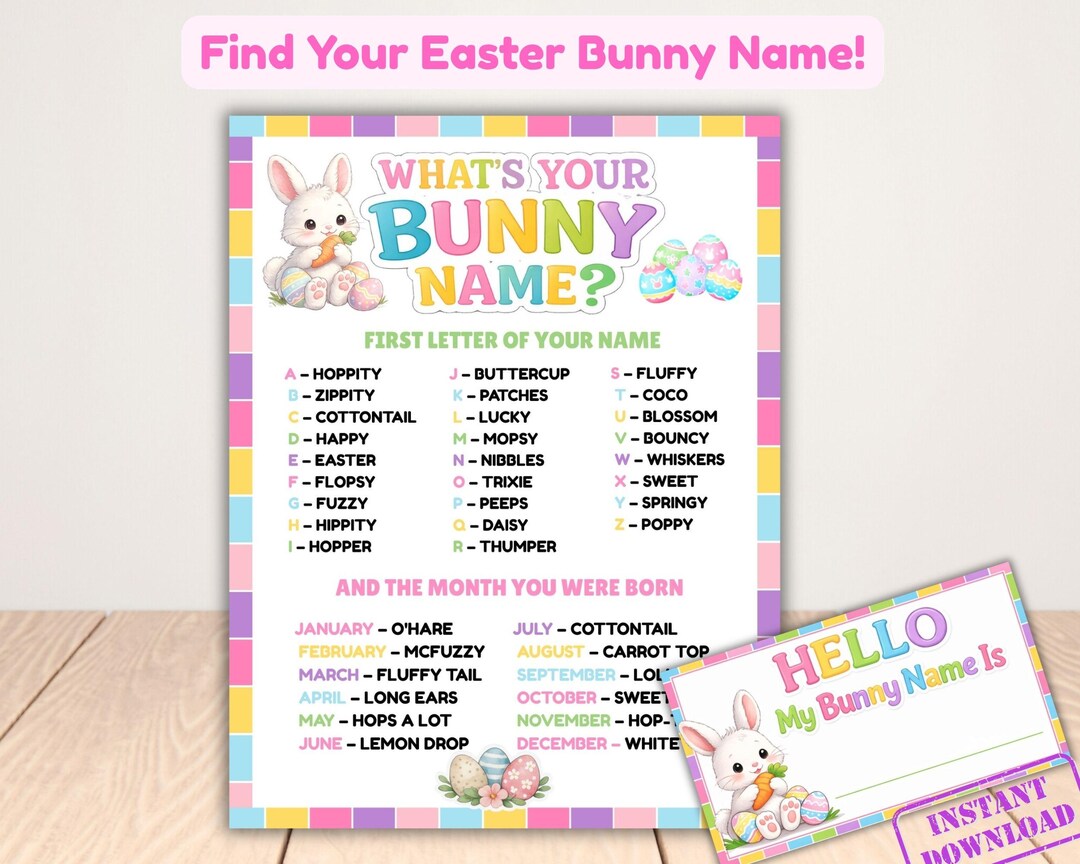 What's Your Bunny Name | Easter Party Game Printable | Kids Spring ...