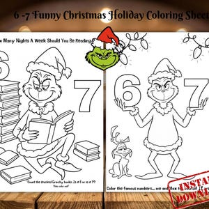 6-7 Grinch Christmas Holiday Coloring Sheets, Six Seven Coloring, How ...