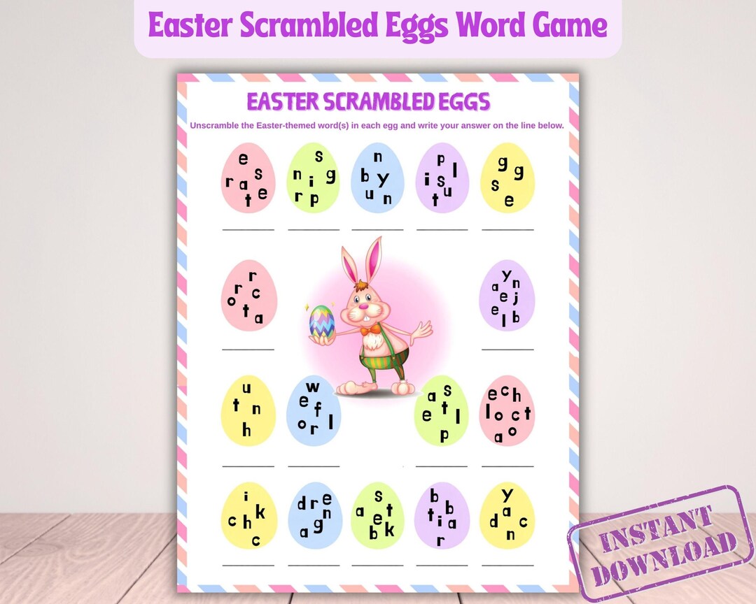 Easter Word Scramble, Scrambled Eggs Puzzle, Dinner Table Activity ...