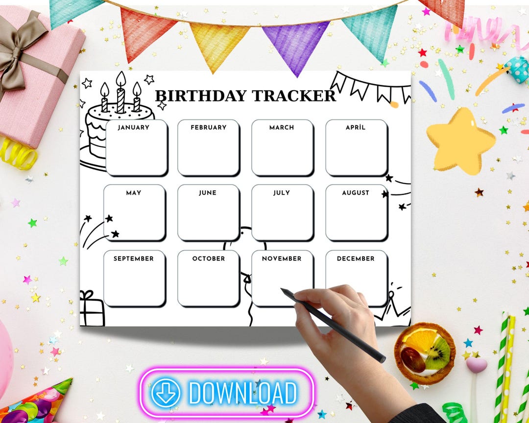 Printable Birthday Tracker: Birthday List Organizer ,template (PDF) - Etsy