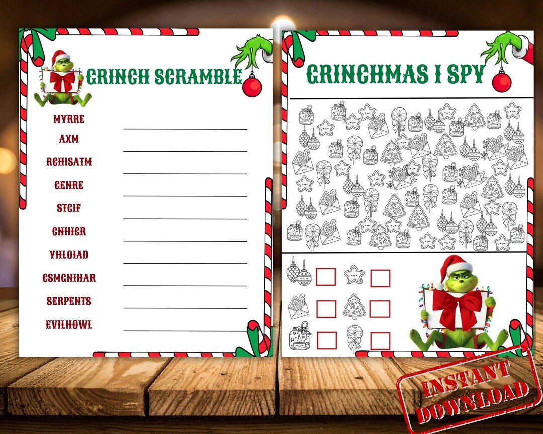 The Ultimate Grinch Christmas Game Bundle: I Spy & Word Scramble ...
