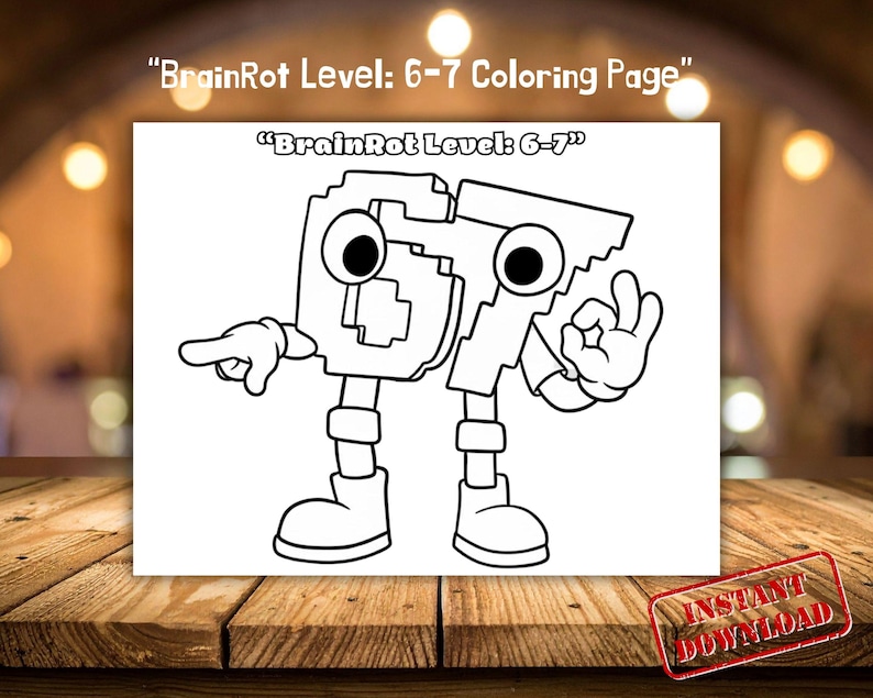 Brainrot 6 7 Meme Coloring Page | Funny Viral Printable Kids Activity ...