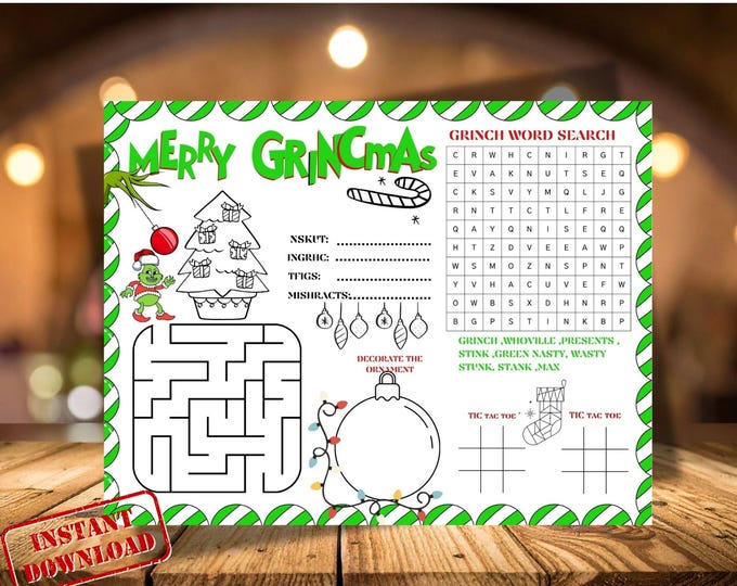 Merry Grinchmas Coloring Page Ideal for Teachers, Birthday Party Favors ...