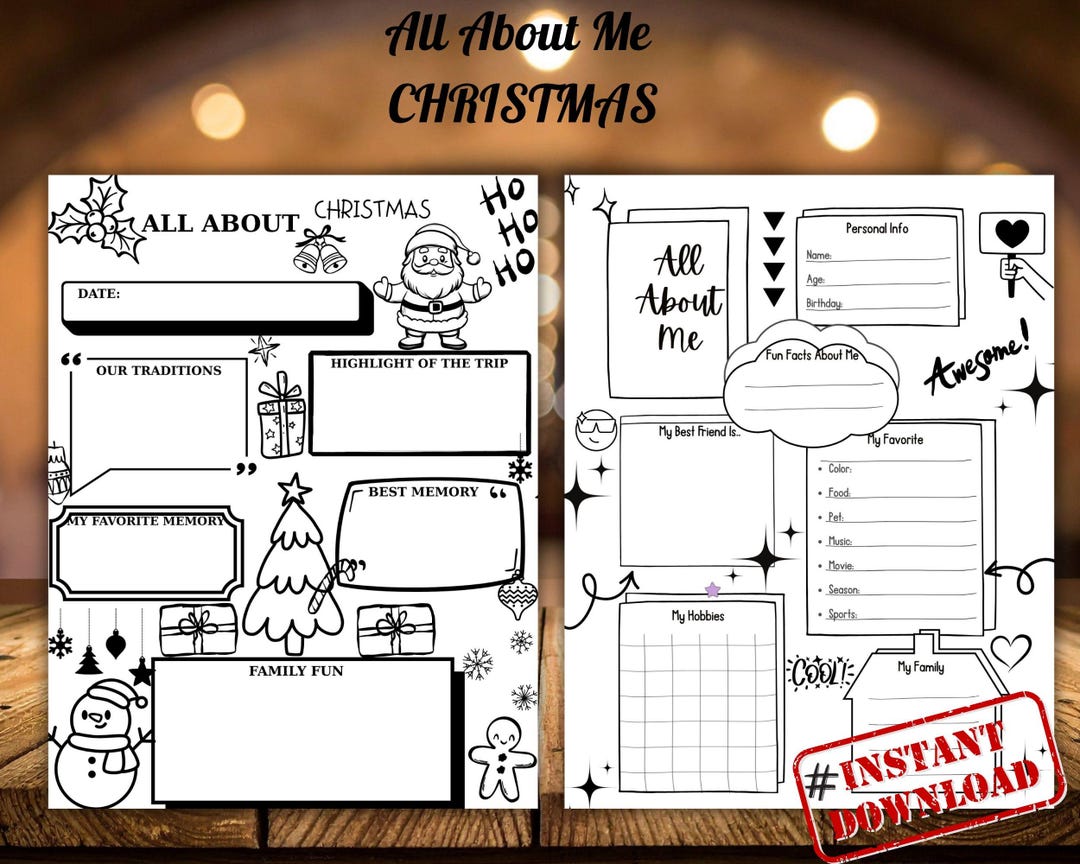 All About Me Questionnaire Survey Christmas, Kids Holiday Activity ...