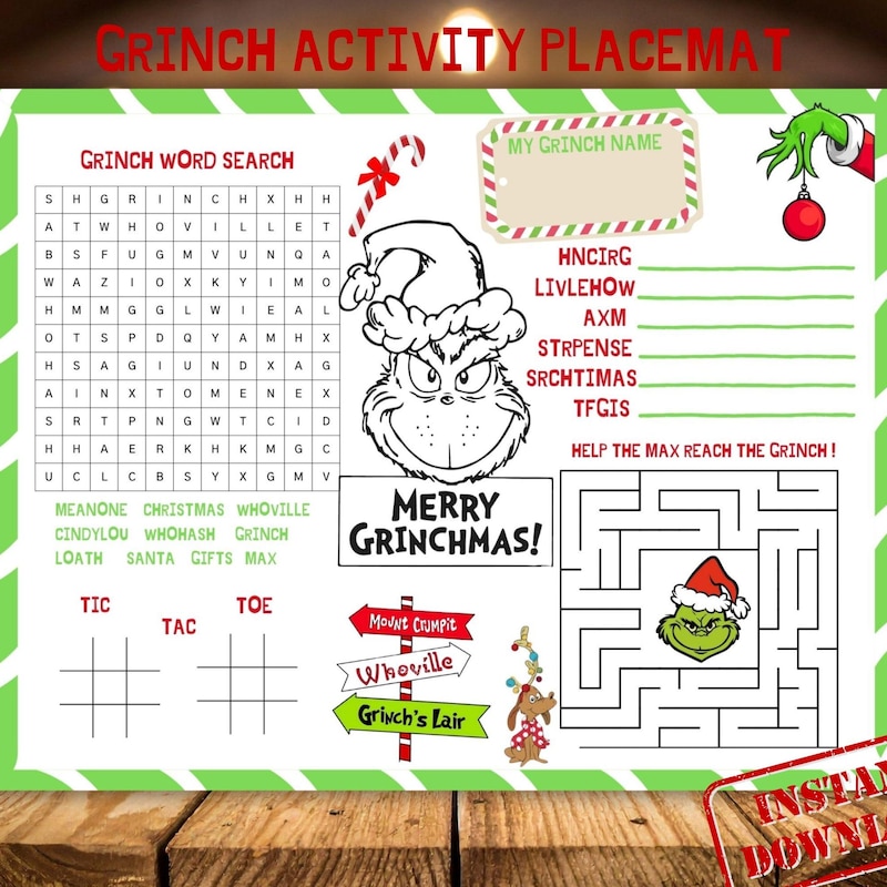 Grinch Colouring Sheets - Etsy UK