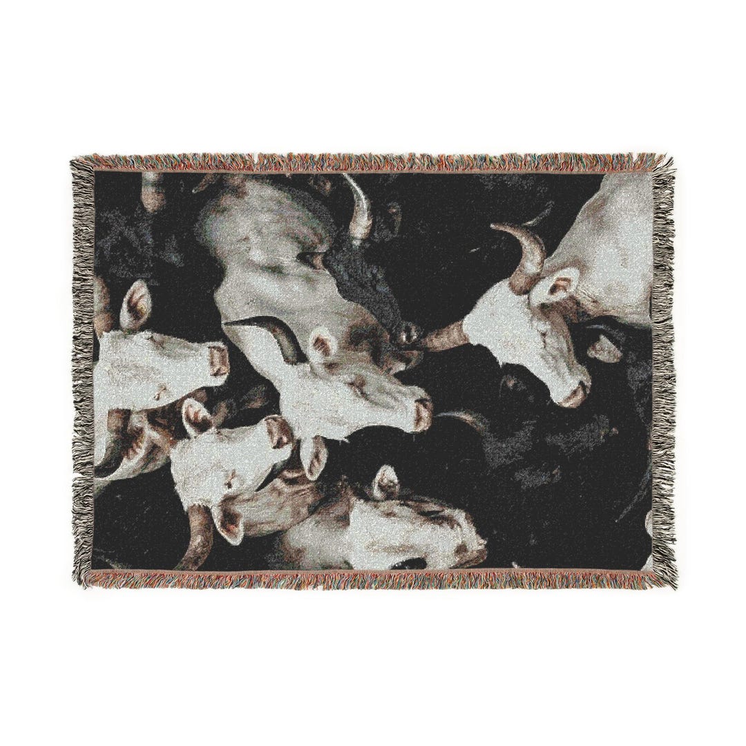 Abstract Cow Print Woven Blanket | Rustic Farmhouse Throw - Etsy