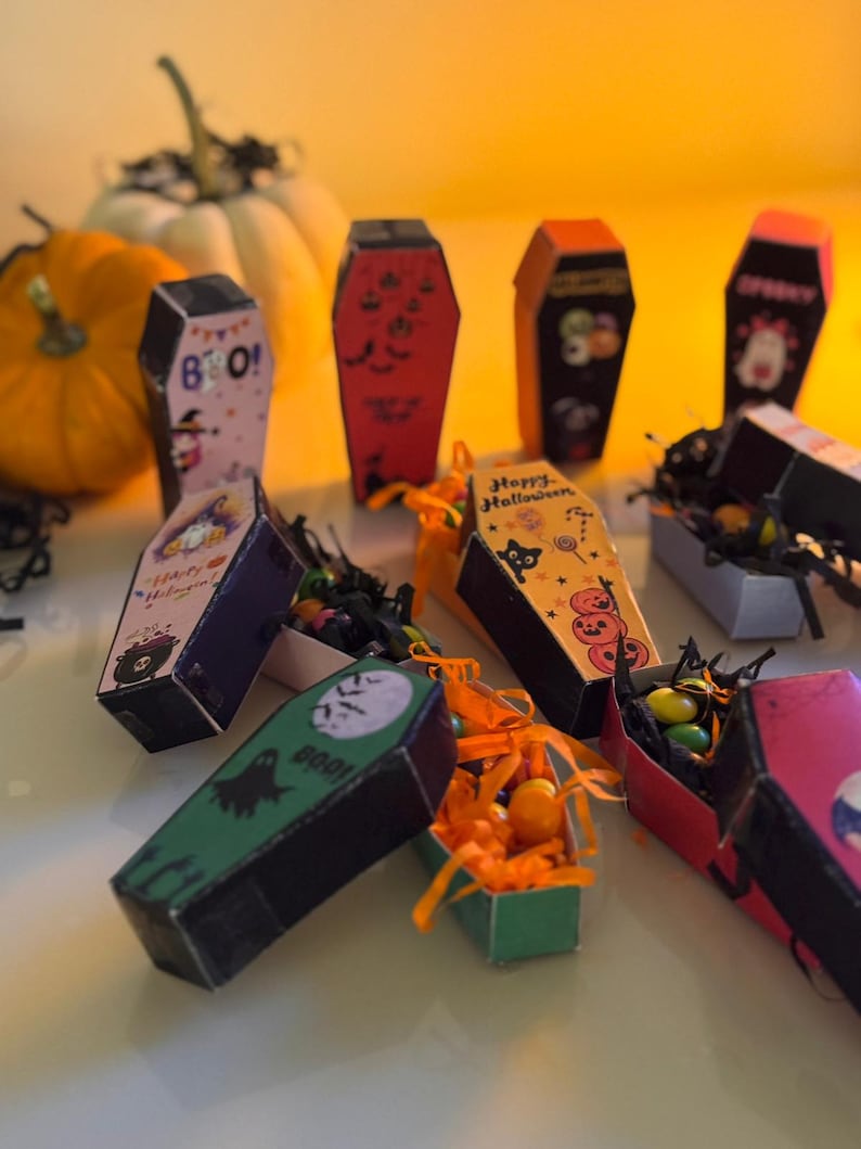 Printable Halloween Coffin Box Template: Trick or Treat Favor (canva ...