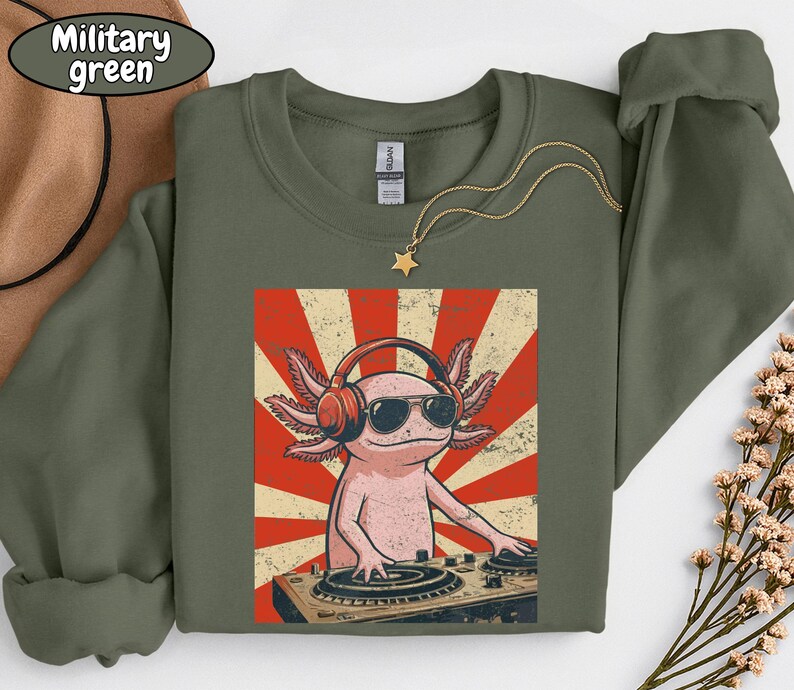 DJ Axolotl Sweatshirt, Funny Music Shirt, Cute Hoodie, EDM Lover Gift ...