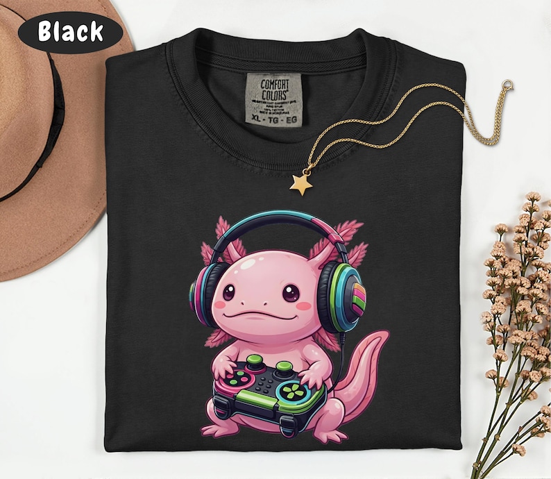 Comfort Colors® Gamer Axolotl Shirt, Youth Gaming Tee, Kids Video Game ...