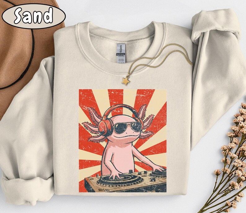 DJ Axolotl Sweatshirt, Funny Music Shirt, Cute Hoodie, EDM Lover Gift ...